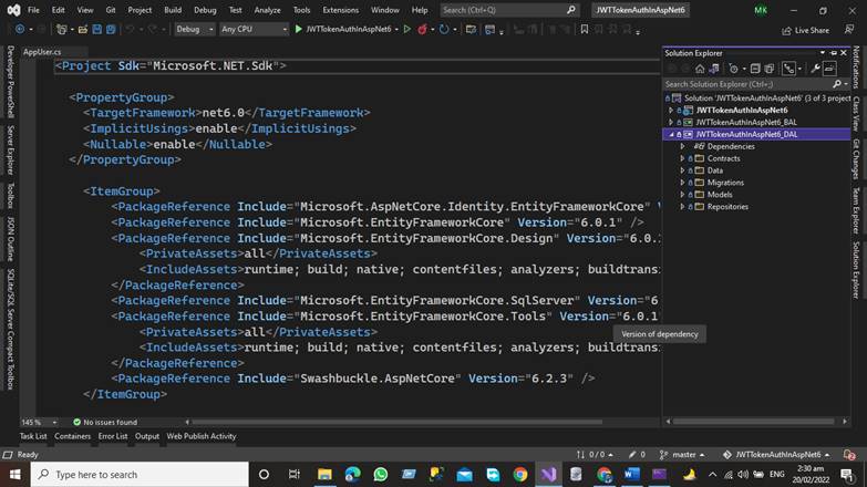 JWT Token Authentication In ASP.NET Core 6 Web API Using Three Tier Architecture